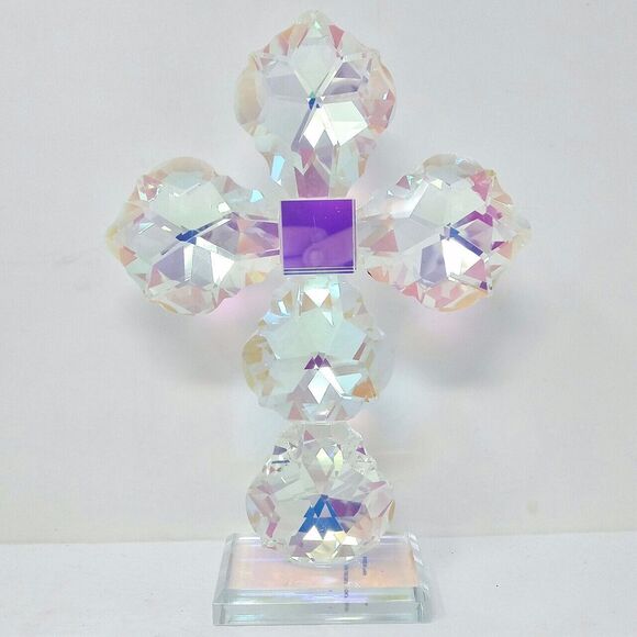 Vidali | Art | Iridescent Crystal Cross 8 Tall Paperweight Sculpture ...